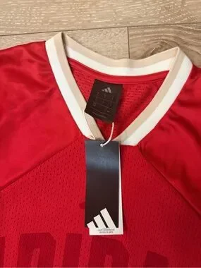 adidas | Shirts | Adidas Red Jersey With Creamtrim Vneck | Poshmark